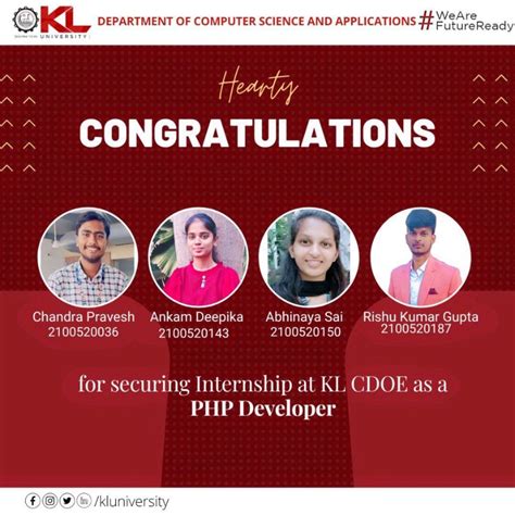 Abhinaya Sai Chakilela On Linkedin Phpdeveloper Intern Kluniversity