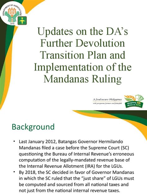 Updates On The Da Further Devolution Transition Plan For Atima Pdf Capacity Building