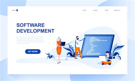 Premium Vector Software Development Landing Page Template With Header