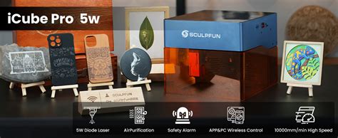 Sculpfun Icube Pro 5000mw Laser Engraver Mini Portable Laser Cutter 130x130mm