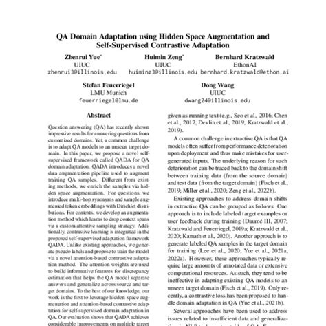 Qa Domain Adaptation Using Hidden Space Augmentation And Self