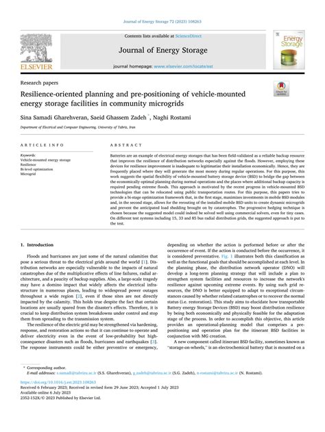 Pdf Resilience Oriented Planning And Pre Positioning Of Vehicle