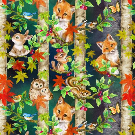 Auburn Fox By Kayomi Harai Woodland Animal Navy 6225 78 Cotton Woven F