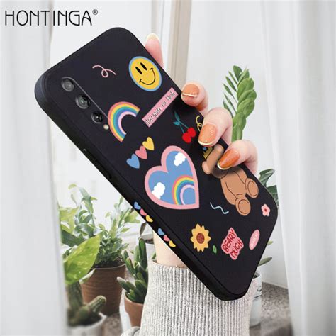 Hontinga Casing Case For Huawei Y A Y P Y P Y P Y S Rainbow Flower Bear Case Square
