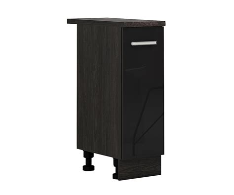 Долен кухненски шкаф с термоплот 30 Mdf Черно гланц Дъб карбон Елинор B22 Мебели Венус