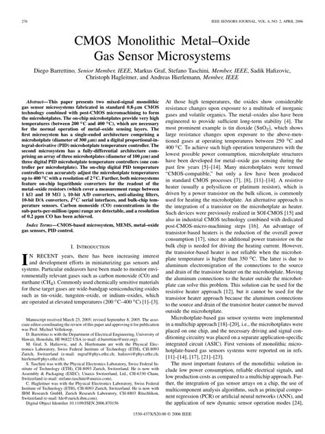 Pdf Cmos Monolithic Metaloxide Gas Sensor Microsystems