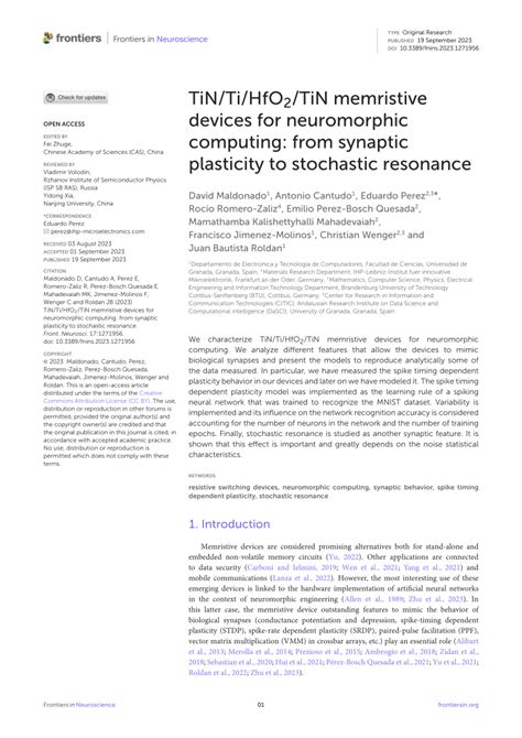 Pdf Tintihfo2tin Memristive Devices For Neuromorphic Computing