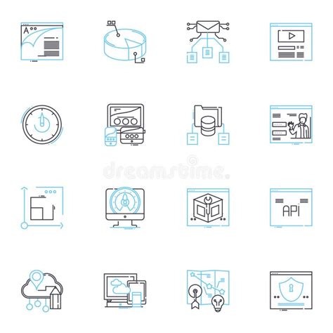 Information Platform Linear Icons Set Data Platform Analytics