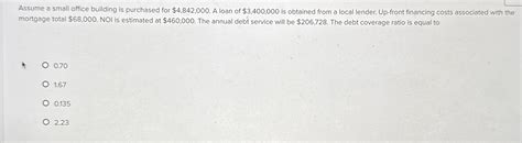 Solved An Operating Expense Ratio That Is Higher Than The