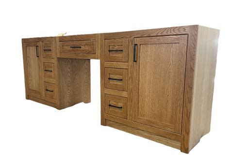 White Oak Double Vanity With Makeup Drawer Etsy