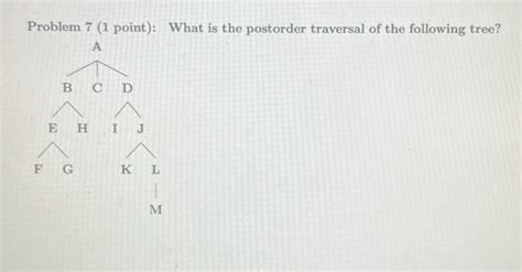 Solved Problem Point What Is The Postorder Traversal Chegg