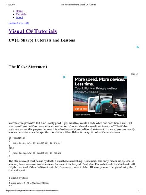Pdf The If Else Statement Visual C Tutorialspdf Dokumentips