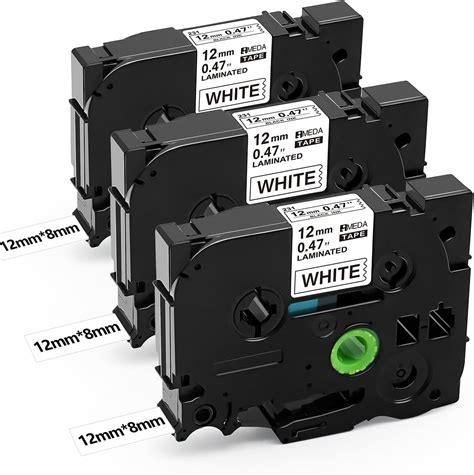 Imeda 3 Pack P Touch Tze Tape 12mm 047 Laminated White