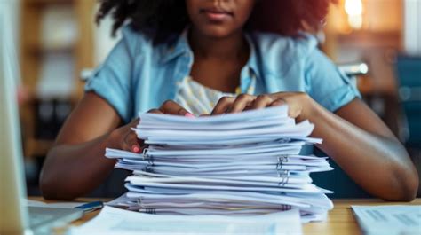 Woman Sorting Through Paperwork Premium AI Generated Image
