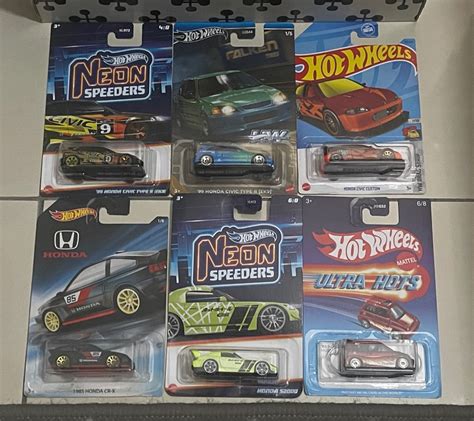 Hot Wheels Lot Of 6 Honda Ek9 City Turbo Crx S2k Eg6 Custom