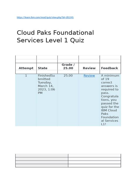 01 Cloud Paks Foundational Services Level 1 Quiz Pdf