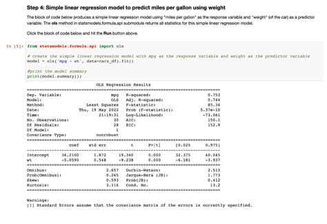 Write The Simple Linear Regression Equation For Miles Per Gallon As The