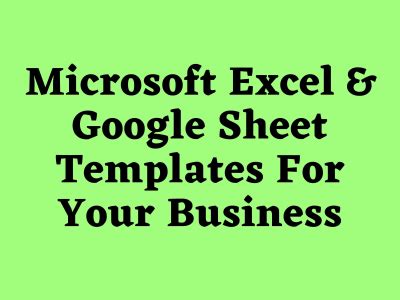 Best Excel And Google Sheet Templates Upwork