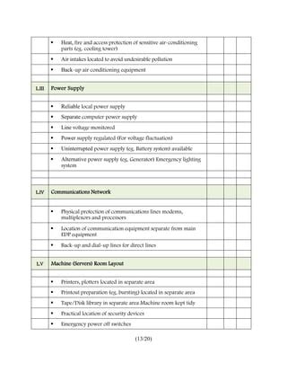 Audit Checklist For Information Systems DOCX