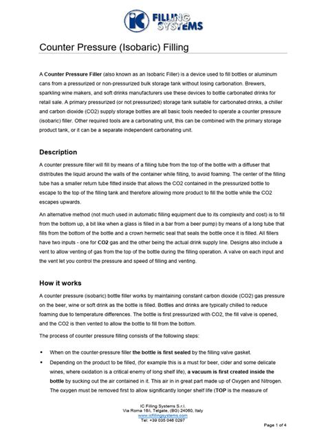 Counter Pressure Isobaric Filling By Giovanni Solferini V2 Pdf