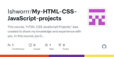 Github Ishworrr My Html Css Javascript Projects This Course Html Css Javascript Projects