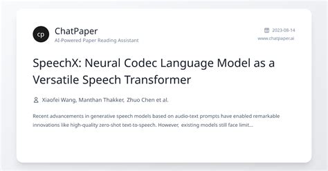 Speechx Neural Codec Language Model As A Versatile Speech Transformer