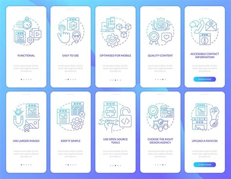 What Makes Website Successful Blue Gradient Onboarding Mobile App Screen Set Walkthrough 5