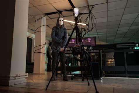 Online Fraud Criminal Recording Video Asking For Money Stock Image