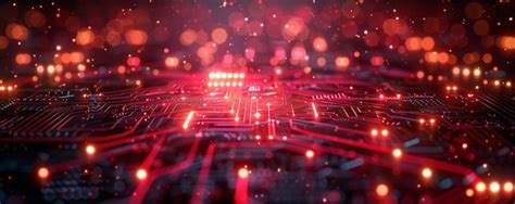 Premium Photo Glowing Red Circuit Board Design Resembling Wallpaper
