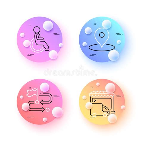 Travel Path Disability And Pin Minimal Line Icons For Web Application Printing Vector Stock