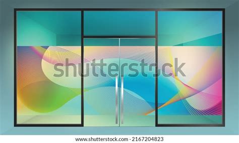 Geometric Abstract Design Glass Partition Graphic Stock Vector Royalty