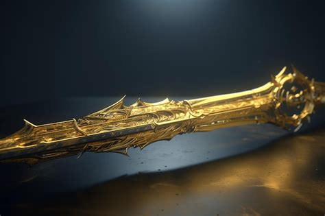 Una espada dorada con un diseño de hoja. | Foto Premium