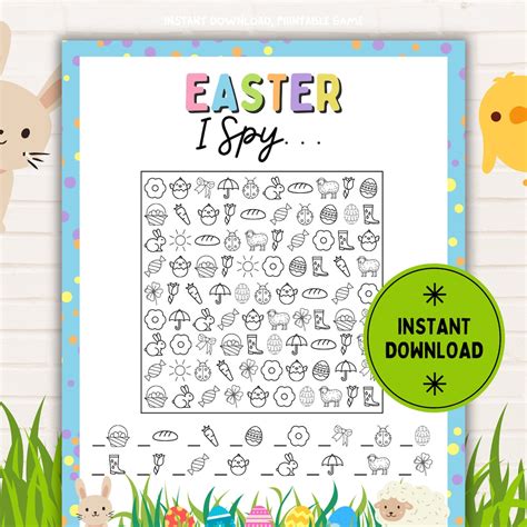 Easter I Spy Printable Easter Game Easter Party Game Easter Activity