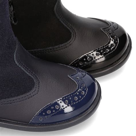 New Combined Suede Leather Boots With Patent Finish And Tassels Design