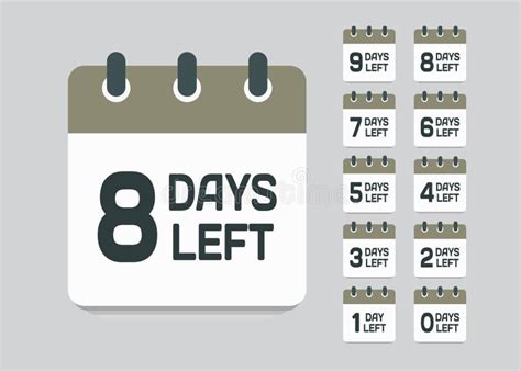 Countdown Daily Page Calendar Icon 8 Days Left Stock Vector Illustration Of Timer Pattern