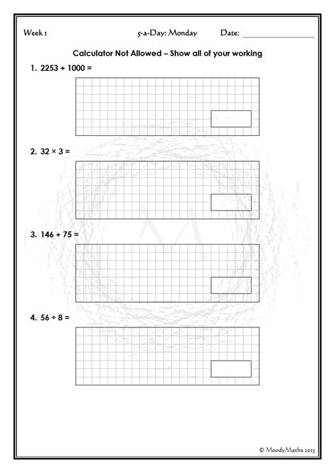 Key Stage 2 Arithmetic Five A Day 10 Weeks Moodymaths