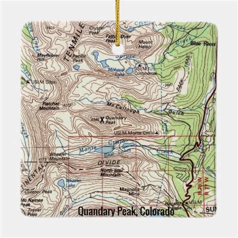Quandary Peak Co Fourteener Map Ceramic Ornament Zazzle