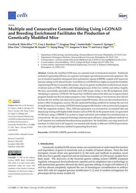 Pdf Multiple And Consecutive Genome Editing Using I Gonad And Breeding Enrichment Facilitates