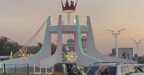Lively Scene At Abuja City Gate At Dusk Free Stock Video Footage