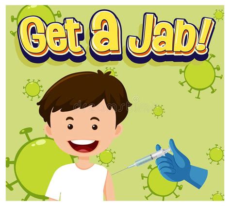 Coronavirus Vaccination Concept With Jab Time Font And Cartoon