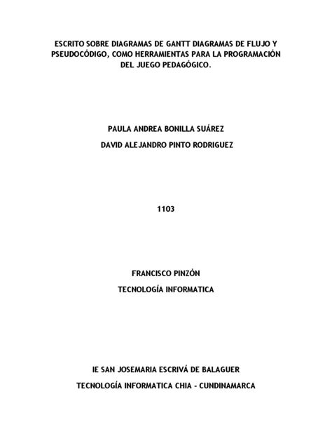 Pdf Escrito Sobre Diagramas De Gantt Diagramas De Flujo Y Pseudocódigo 1103 Dokumen Tips