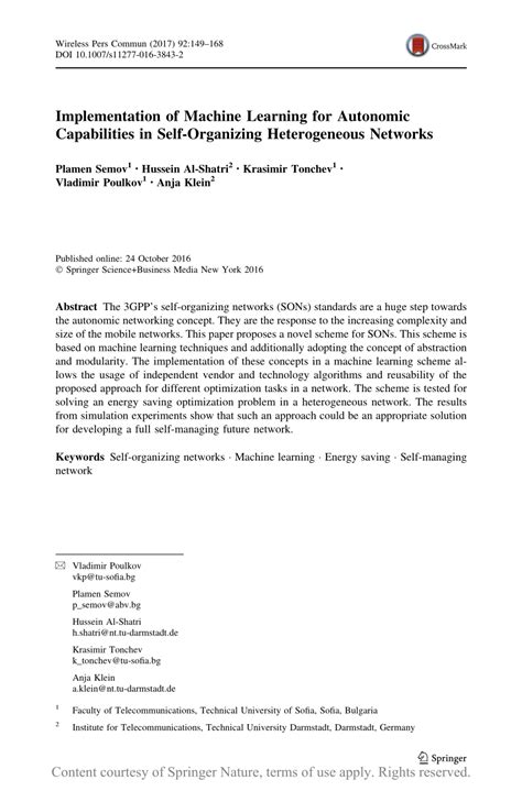 Implementation Of Machine Learning For Autonomic Capabilities In Self