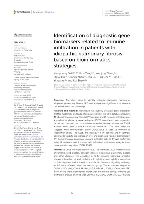 Pdf Identification Of Diagnostic Gene Biomarkers Related To Immune