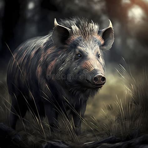 Wild Boar Businessman In The Office Generative Ai Stock Illustration