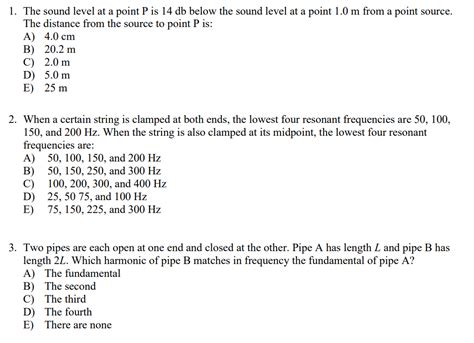 Solved The Sound Level At A Point P Is Db Below The Chegg Com