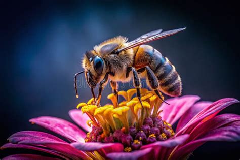 Nocturnal Pollination A Bee On A Pink Flower Unveiling The Secrets Of