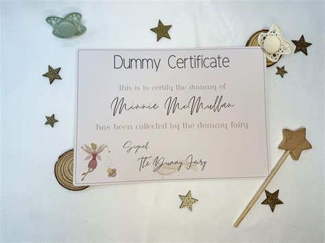 Pink Dummy Certificate A4 Certificate For Giving Up The Dummypacifier