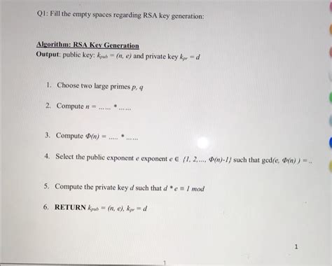 solved q1 fill the empty spaces regarding rsa key