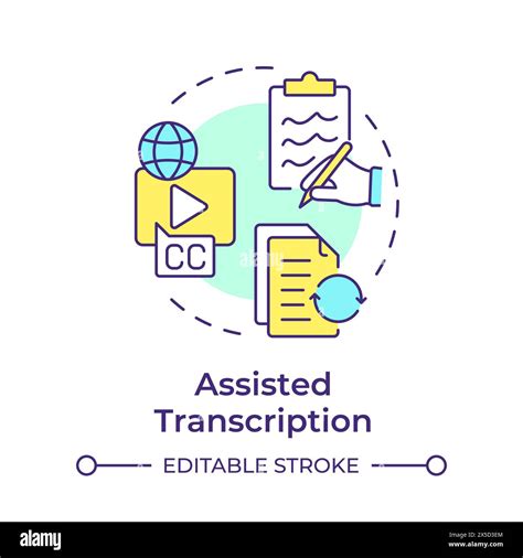 Assisted Transcription Multi Color Concept Icon Stock Vector Image