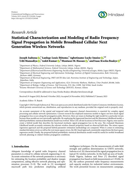 Pdf Statistical Characterization And Modeling Of Radio Frequency Signal Propagation In Mobile